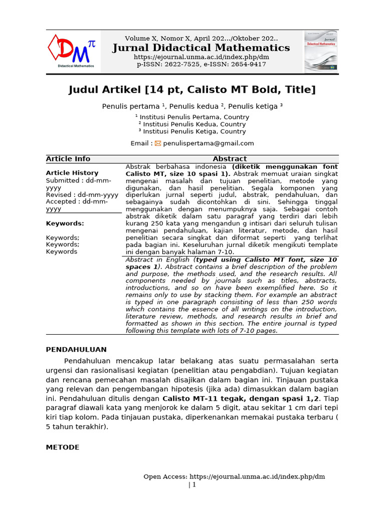 Panduan Penulisan Jurnal Matematika | PDF
