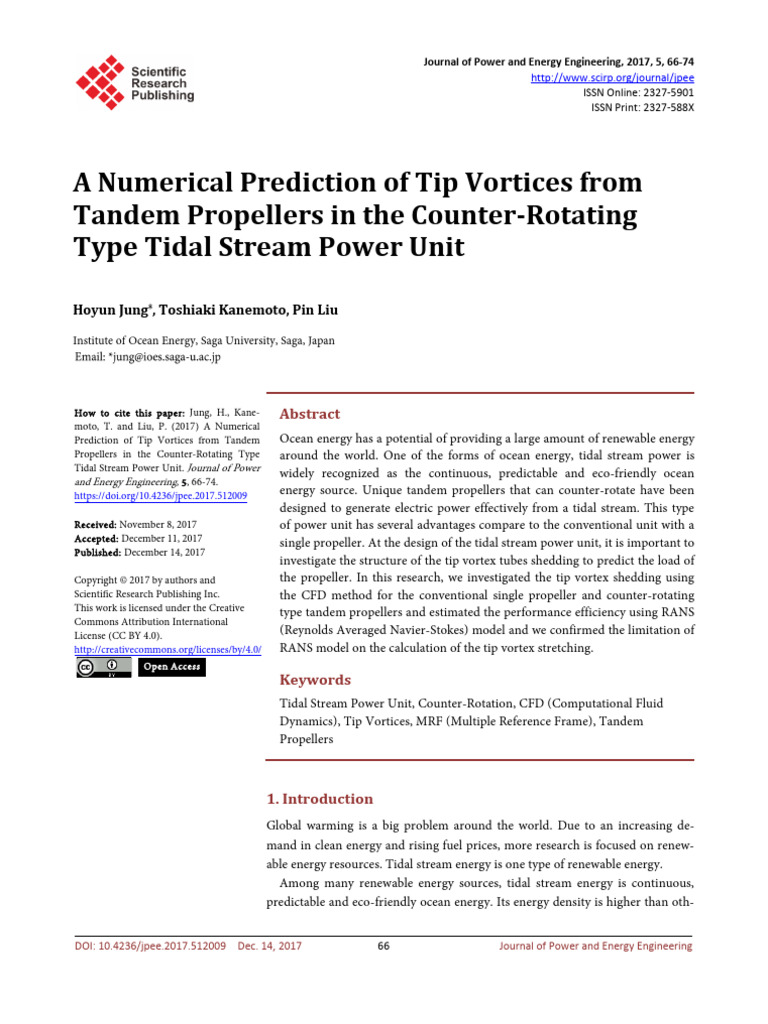 A Numerical Prediction of Tip Vortices From Tandem | PDF | Vortices | Propeller