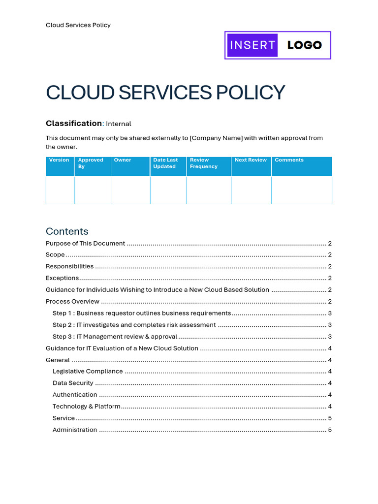 Sample Cloud Service Policy | PDF | Cloud Computing | Risk