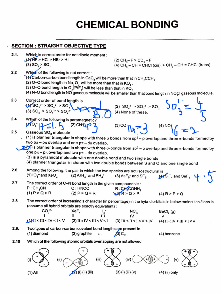 Chemical bond Test | PDF | Chemical Bond | Chemistry