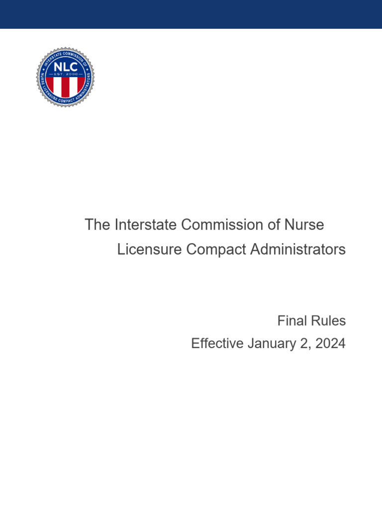 Nurse Licensure Compact Final Rules 2024 | PDF | Mediation | Arbitration