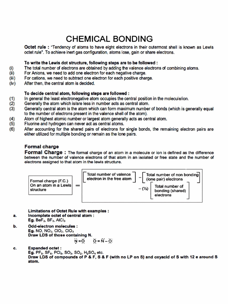 Chemical Bond Short Notes | PDF | Ion | Chemical Bond
