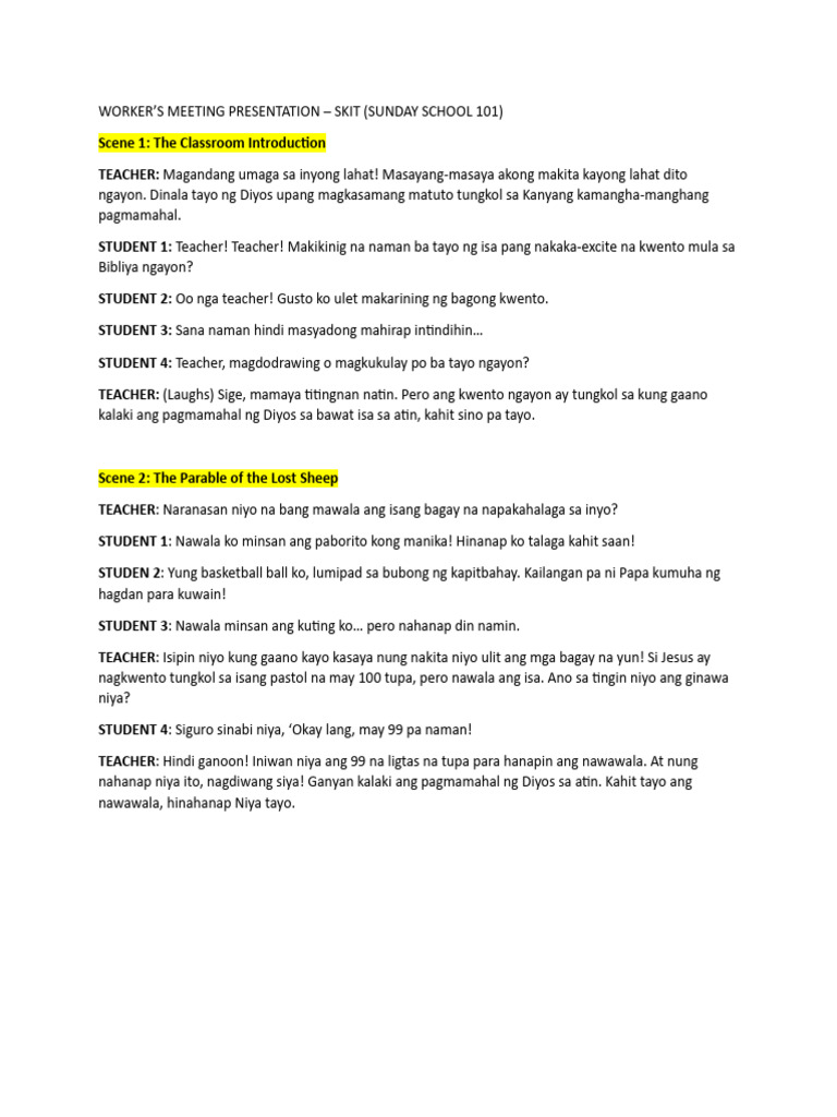Sunday School Skit | PDF