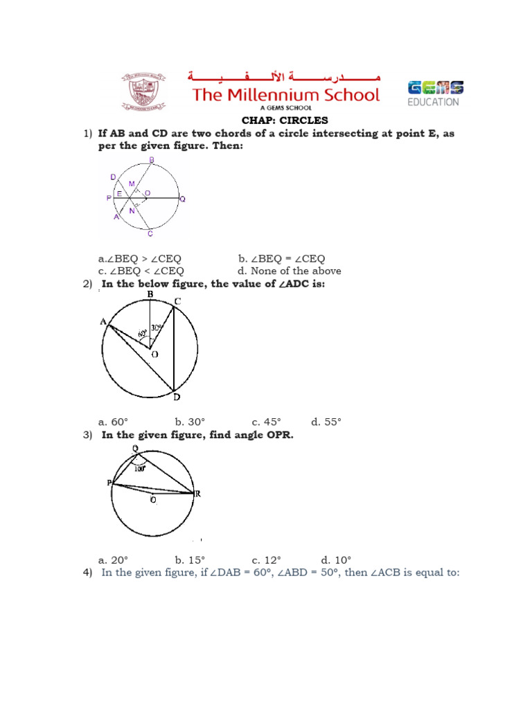 CHAP- Circles | PDF | Elementary Geometry | Euclidean Geometry