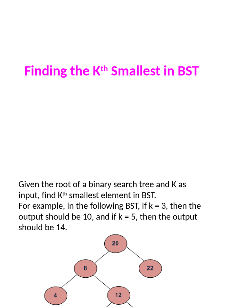 Kth Smallest In Bst 20 Pdf Computer Programming Algorithms And