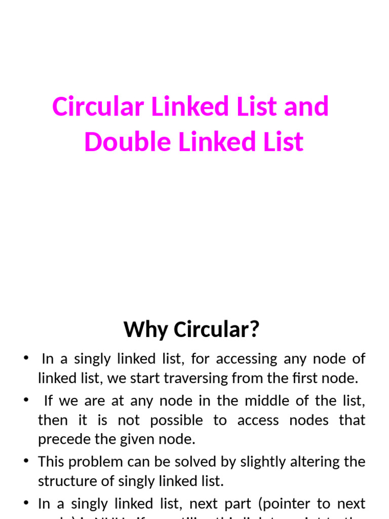 Circular Linked List and DLL 16 | PDF | Pointer (Computer Programming) | Computer Data