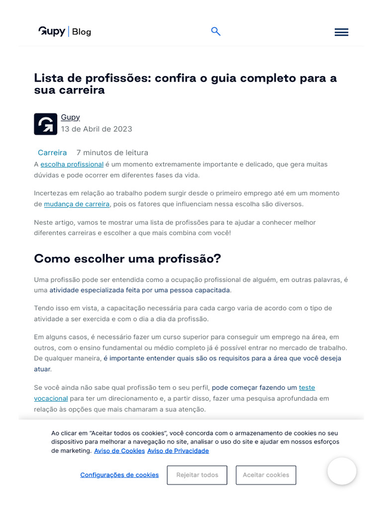 Lista de Profissões - Confira o Guia Completo para A Sua Carreira | PDF ...