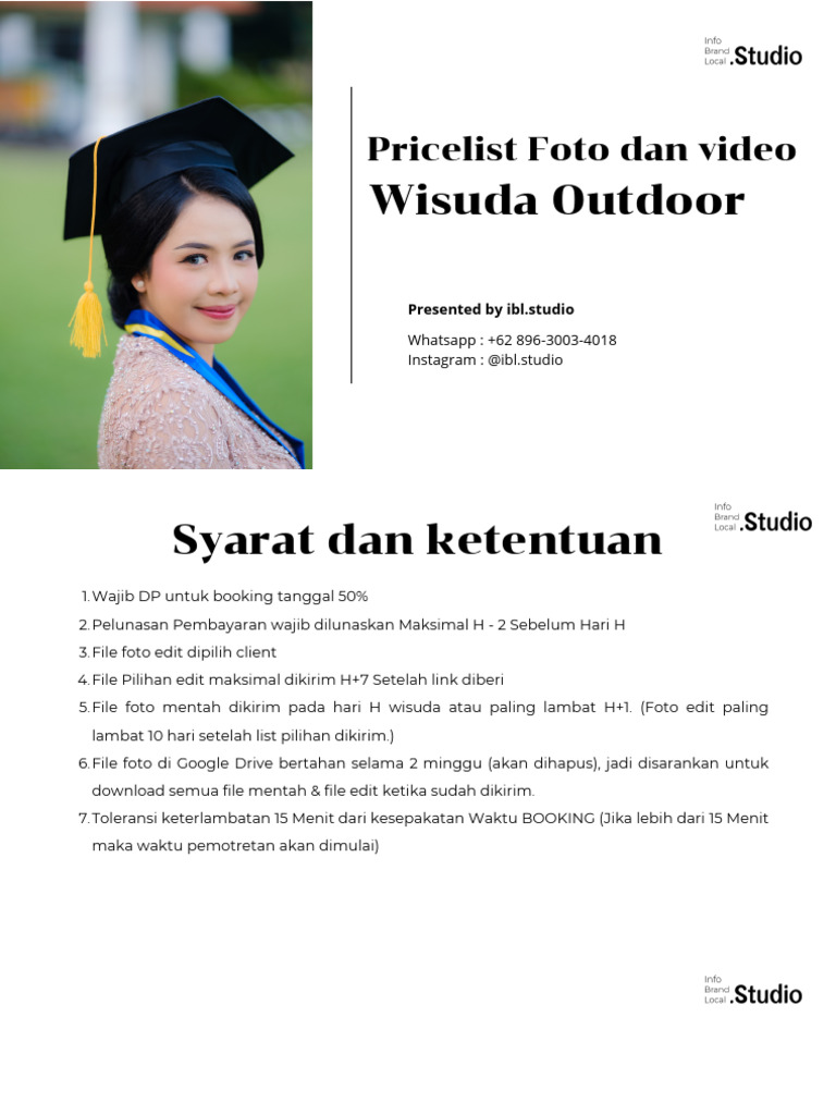 Pricelist ibl.stuidio jogja 2025 | PDF