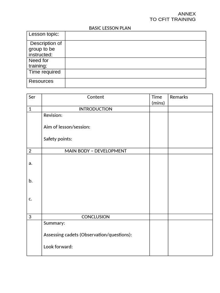 CFIT Training Basic Lesson Plan | PDF