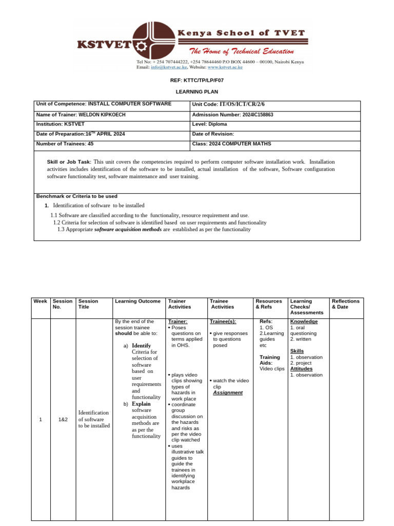 Learning Plan Template Draft-2 (AutoRecovered) | PDF | Software | Learning
