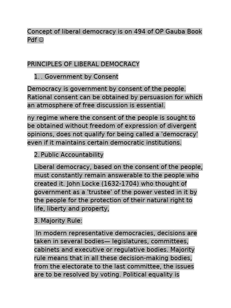 Principles of Liberal Democracy | PDF