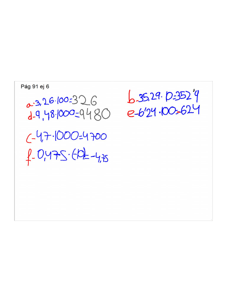 P93 Ej 6 Multiplicar Por Potencias de 10 | PDF