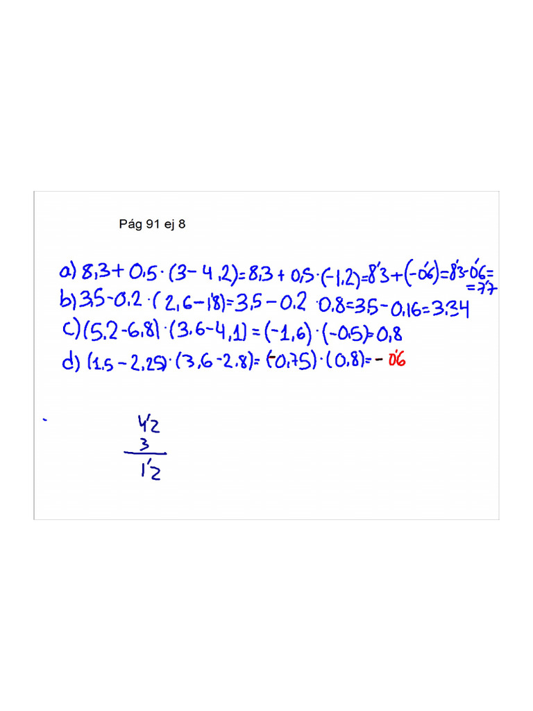 P93 ej 9 operaciones combinadas con decimales | PDF