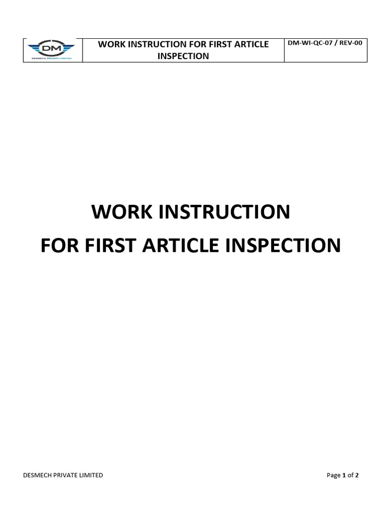 FA Inspection Procedure | PDF