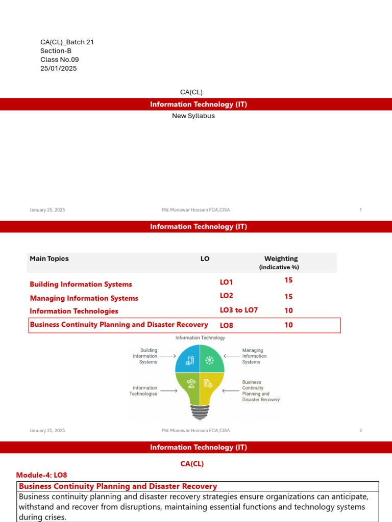 LO8_CA(CL)_IT_21st Batch (Sec-B)_By Md.Monowar FCA,CISA(Class-09) | PDF ...