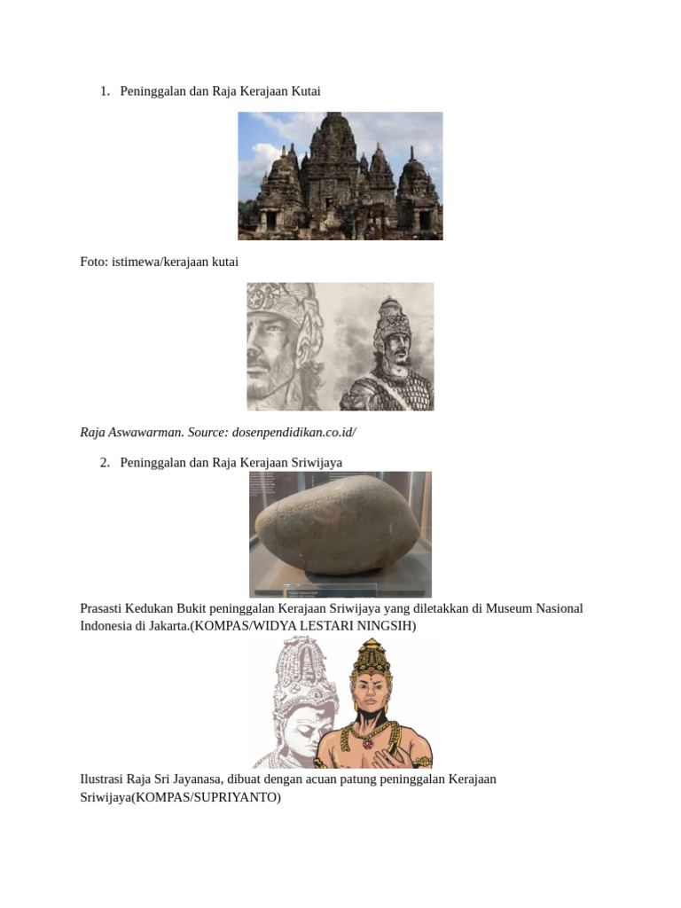 Peninggalan & Raja Tiga Kerajaan di Indonesia | PDF