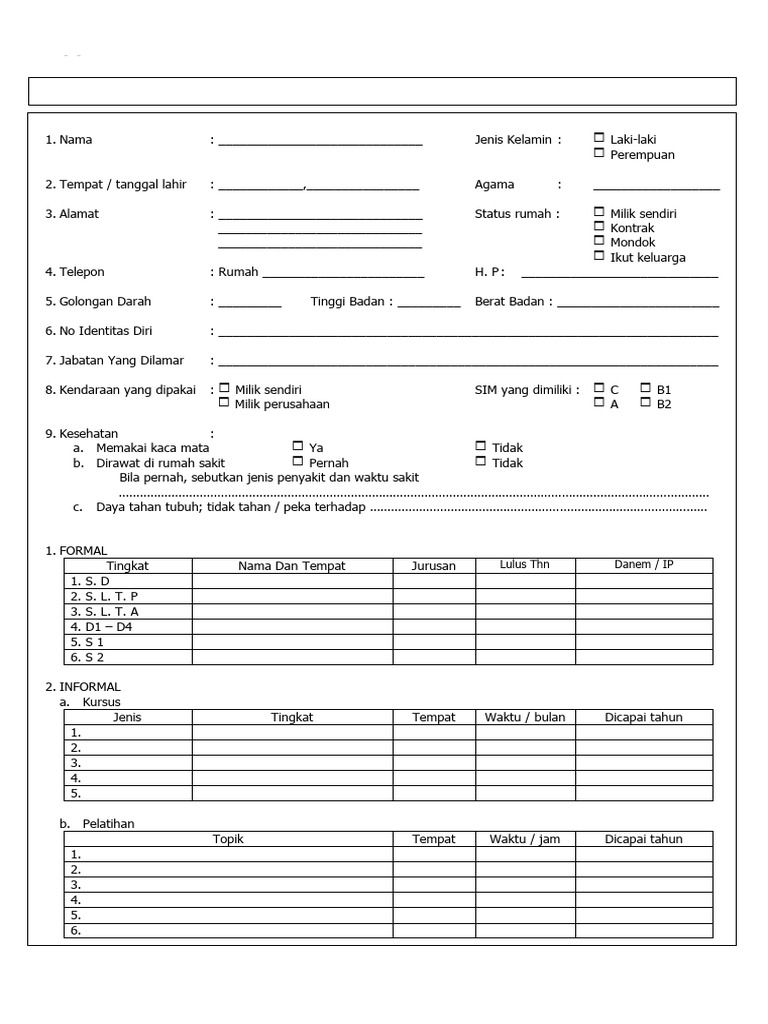 Formulir Lamaran Kerja MC-HRD-1812 | PDF