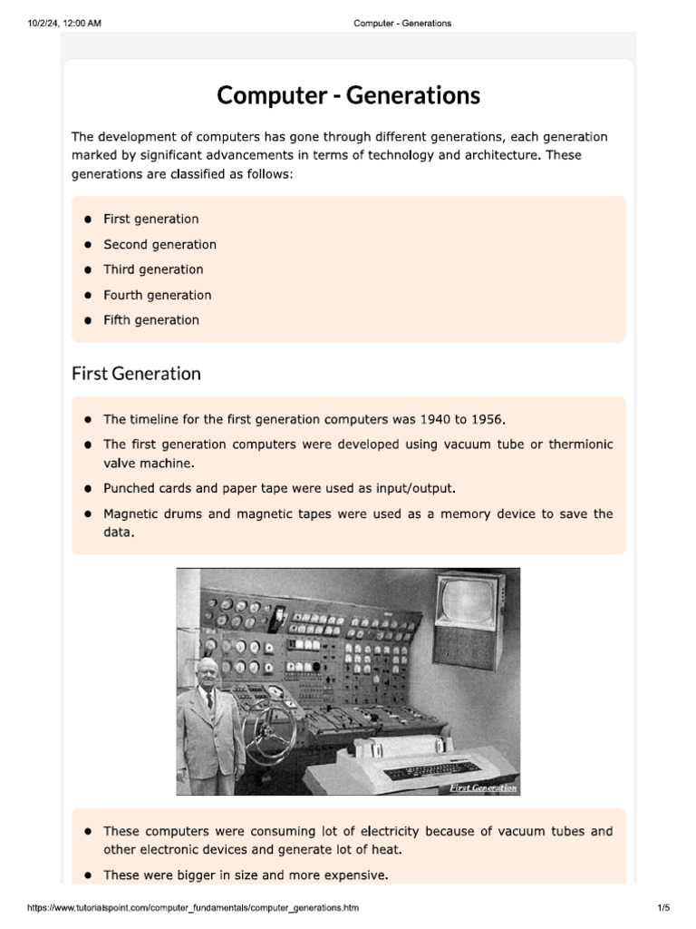 Lecture#6c Computer Generations | PDF