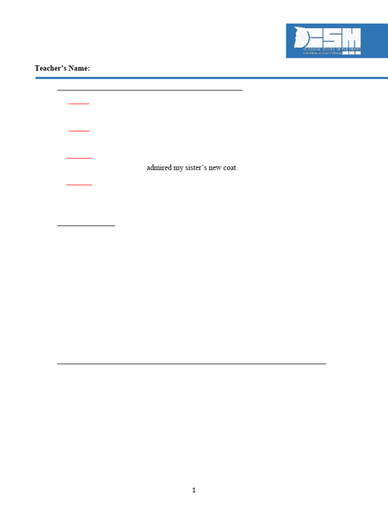 Gr5 Grammar Midterm Exam Review Sheet AK PDF | PDF | Noun | Adverb