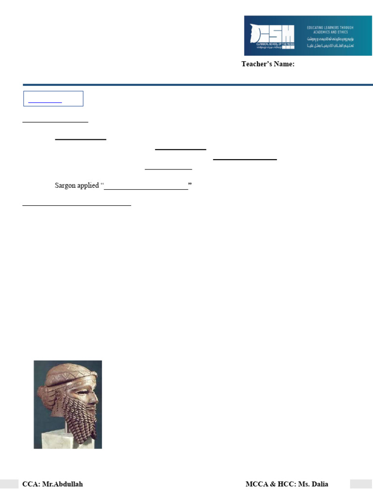Gr5 Humanities Week9 12 Worksheet3 Akkadian Babylonian Assyrian ...