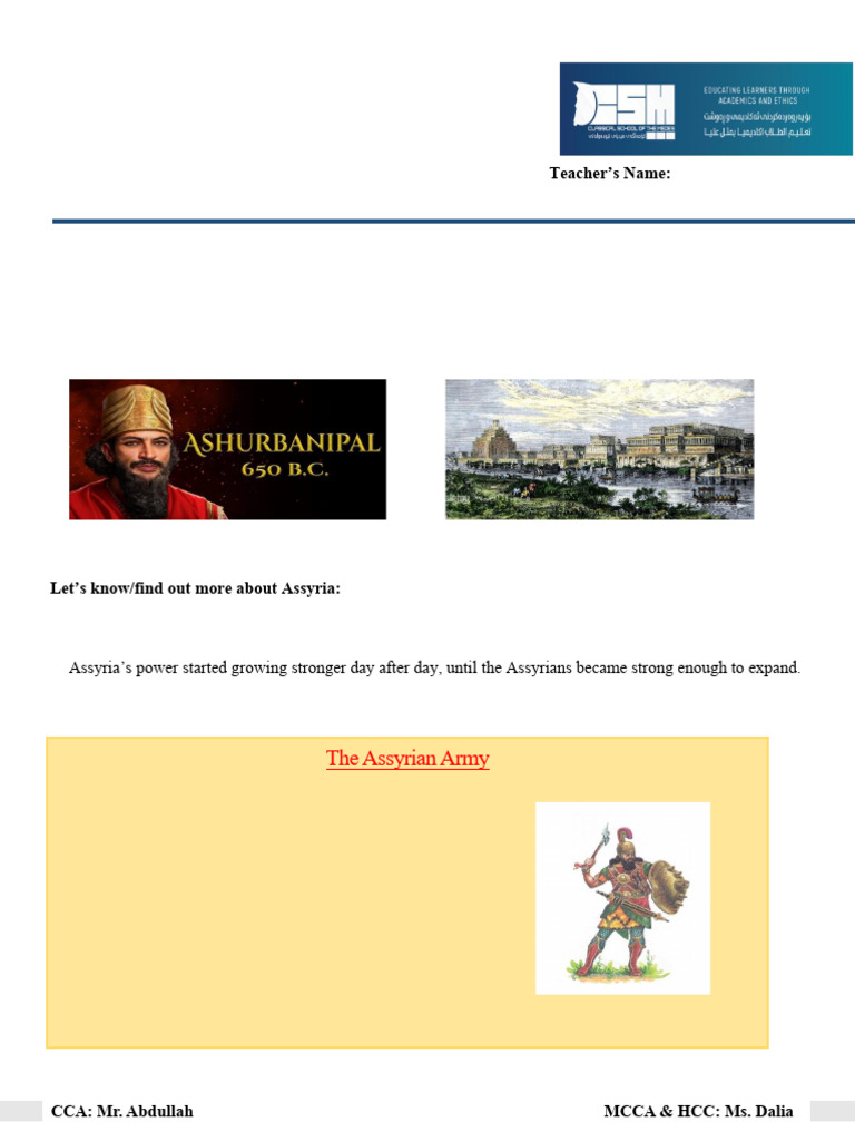 Gr5 Humanities Week11 SS9 The Assyrians PDF | PDF | Assyria | Babylonia