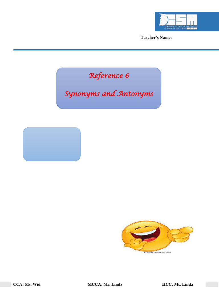 Gr4 Grammar Week 2 Ref 6 Syn Ant PDF | PDF