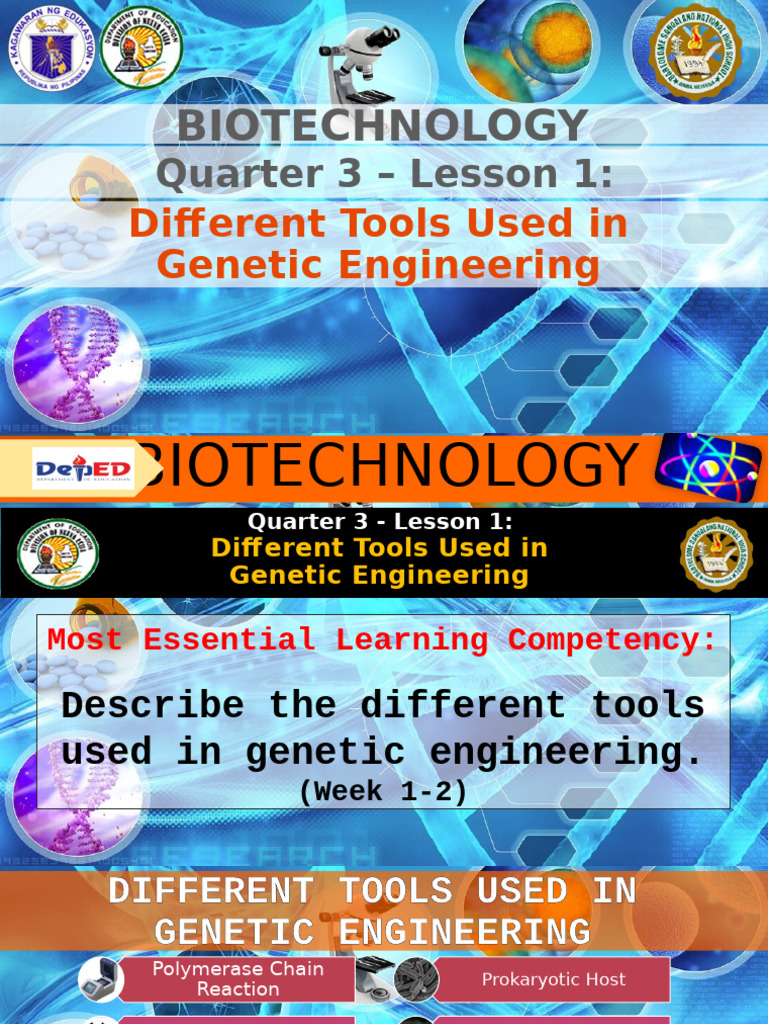 BIOTECH Q3 Lesson 1.1 Diff Tools Used in Genetic Engineering | PDF | Dna | Polymerase Chain Reaction