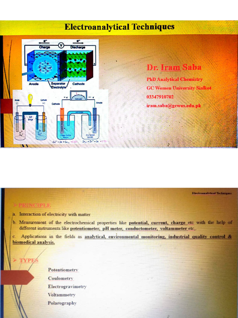 Electroanalytical Techniques Slides | PDF