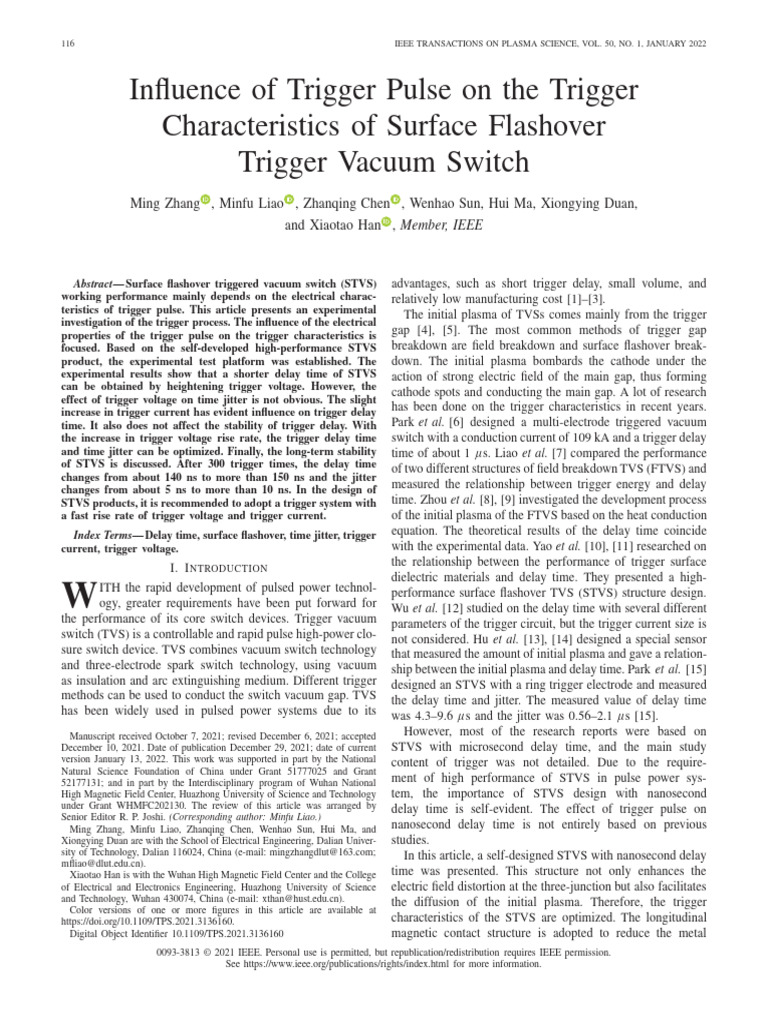 Influence of Trigger Pulse On The Trigger Characteristics of Surface ...