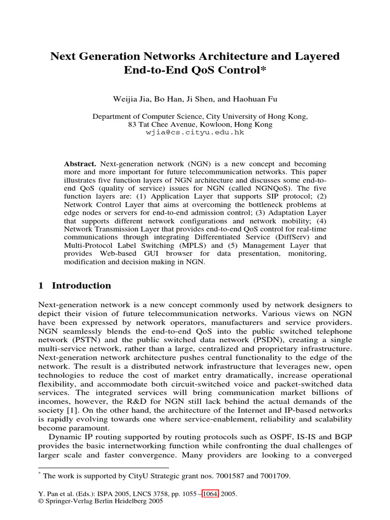 NGN Architecture Jia2005 | PDF | Computer Network | Quality Of Service