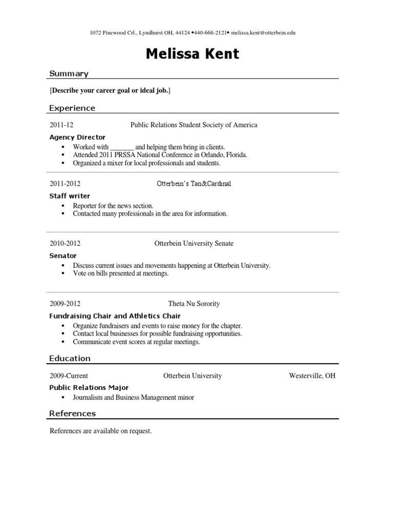 Melissa Kent's PR Career Overview | PDF