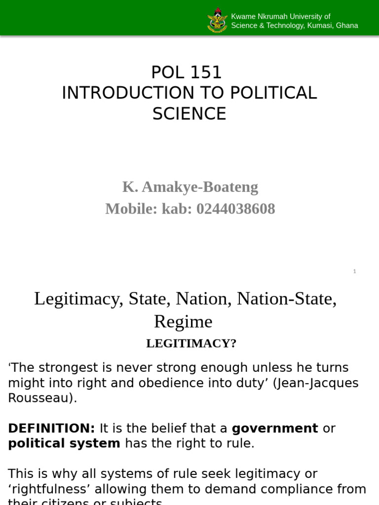 Kwarteng Ali-Pol 151 Lecture 2 | PDF | State (Polity) | Nation
