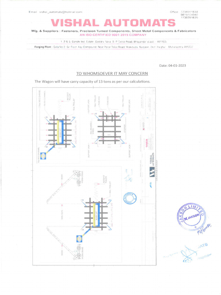 Annexure-1 Manufacture Certificate For Load Capacity | PDF