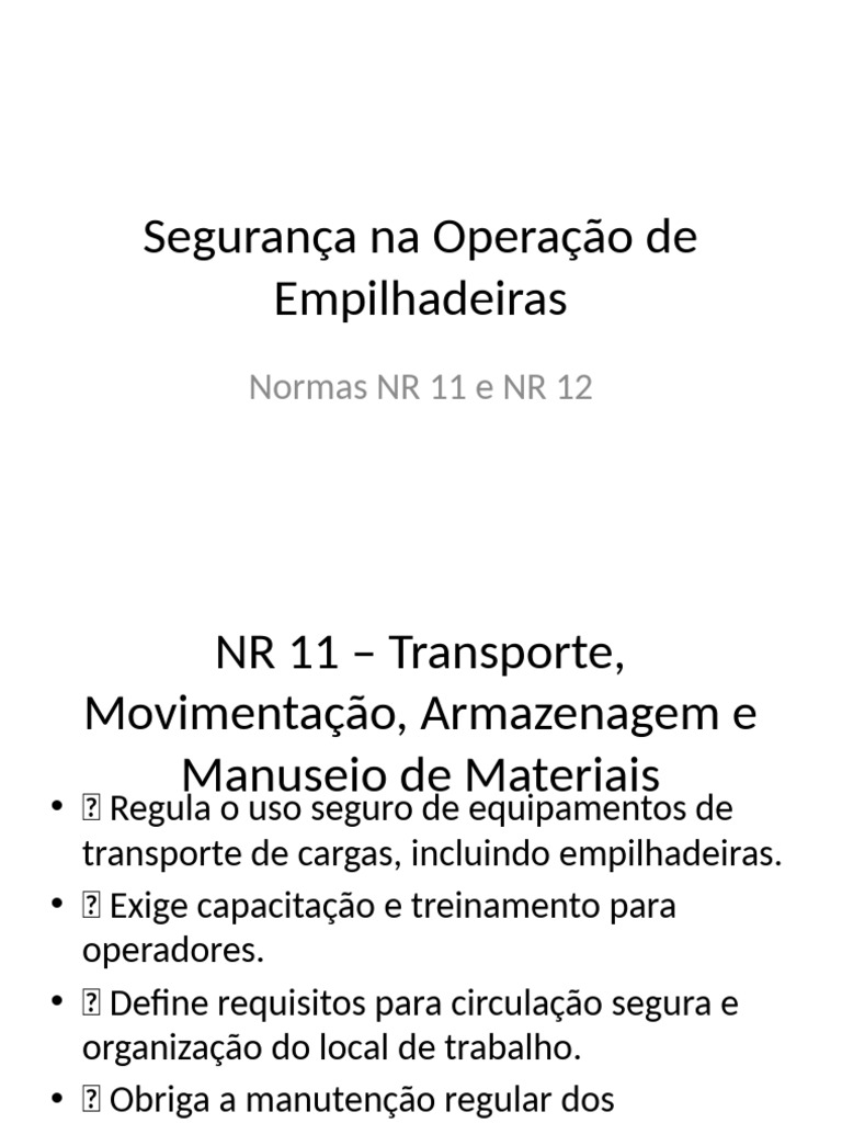 NR11 NR12 Empilhadeira | PDF