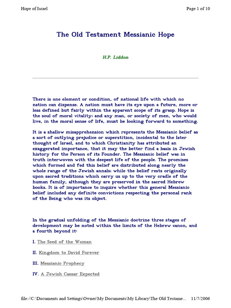 Old Testament Messianic Hope Explained | PDF | Jesus | Jesus In Islam