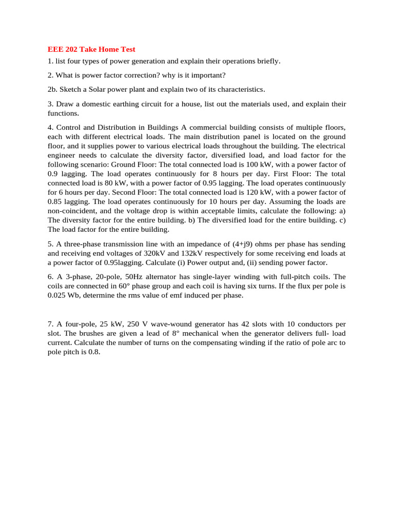 EEE 202 Take Home Test | PDF
