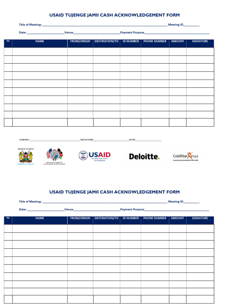 New Utj Cash Acknowledgement Forms April 2023 | PDF