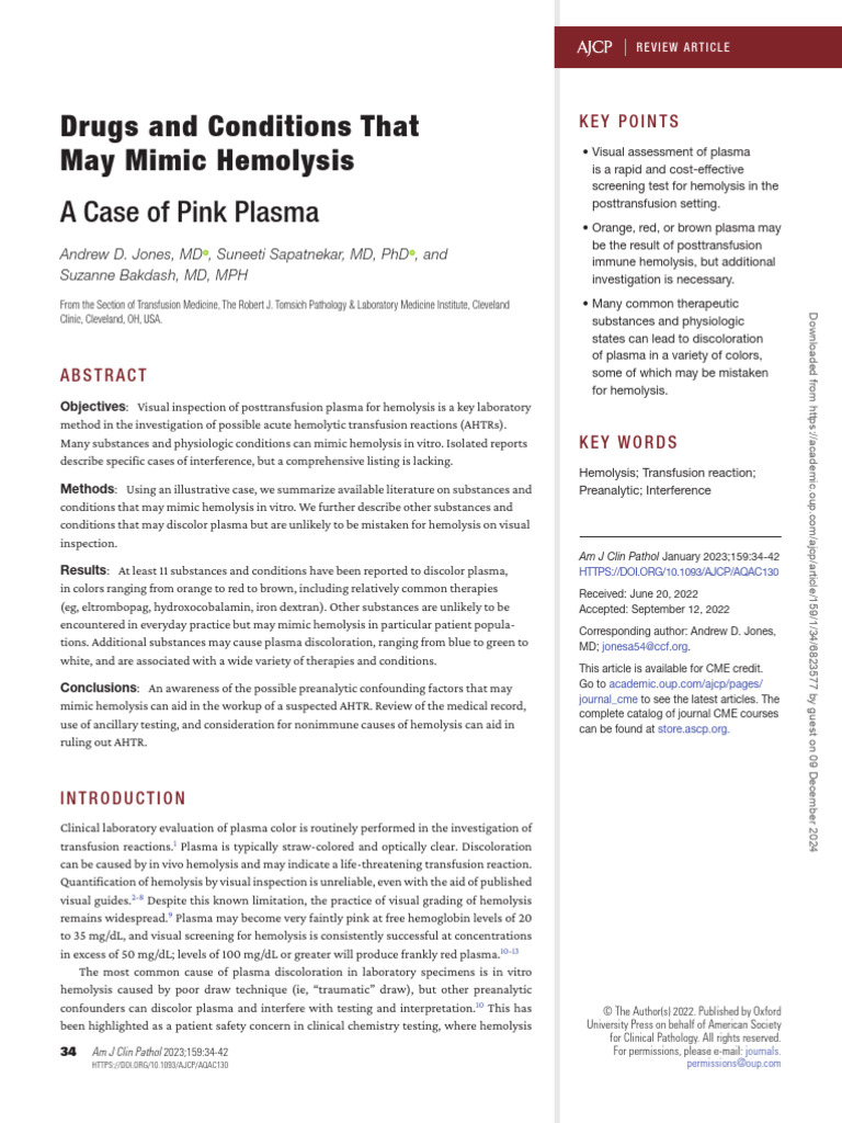 color plasma | PDF | Hemoglobin | Blood