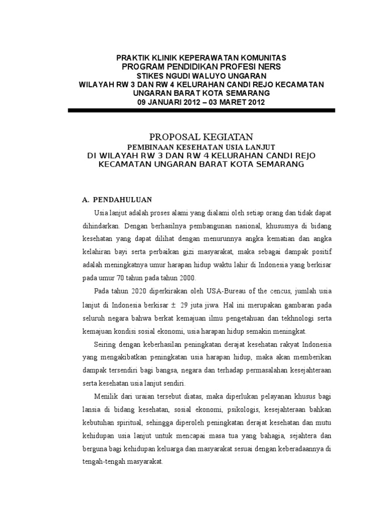 Proposal Posyandu Lansia Krajan Candirejo | PDF