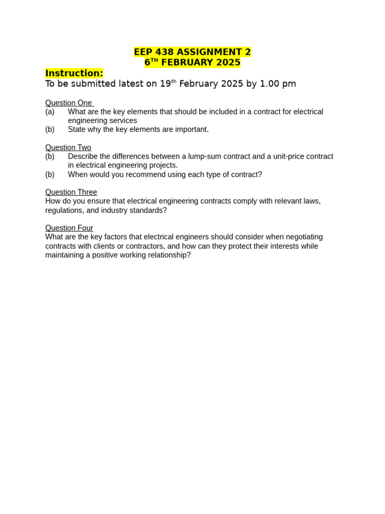 Eep 438 Questions 6 Feb | PDF