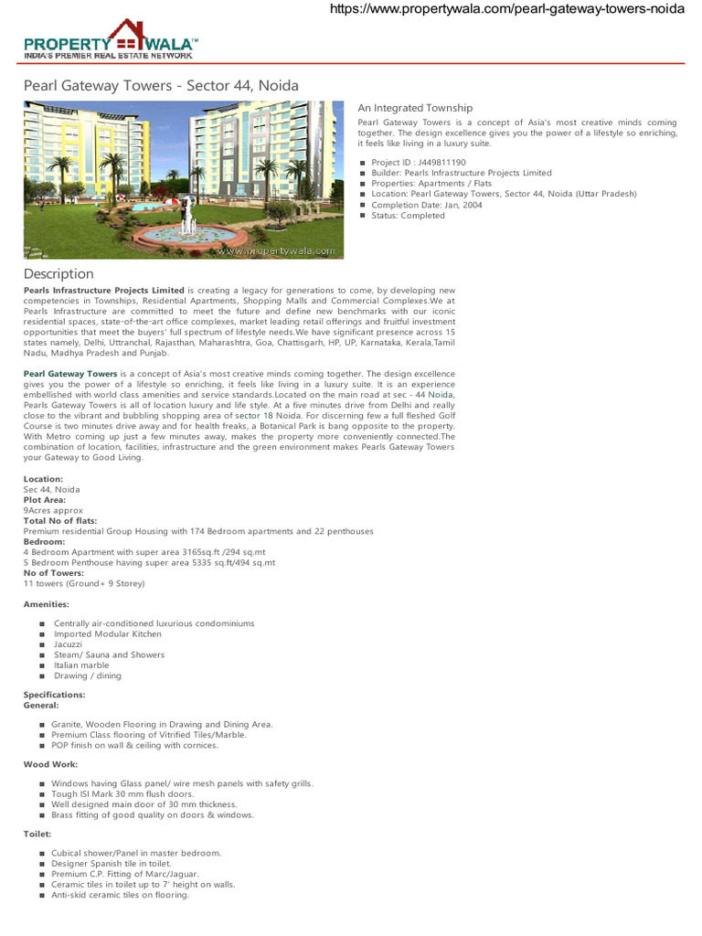Pearl Gateway Towers Noida.j449811190 | PDF | Apartment | Tile