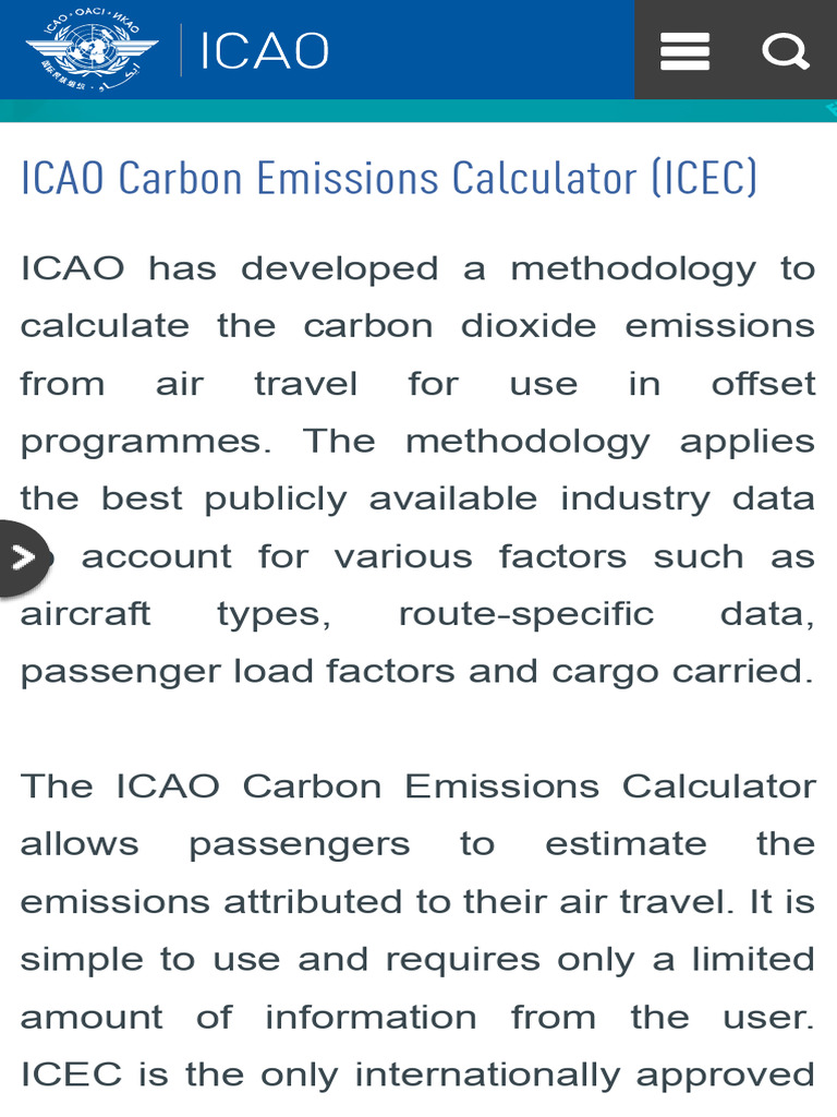ICAO Carbon Emissions Calculator (ICEC) | PDF