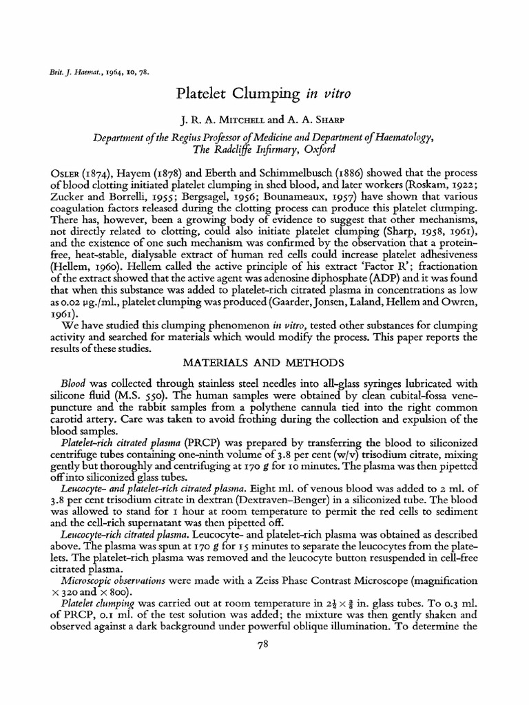 Platelet Clumping in vitro-kết tập TC | PDF | Platelet ...