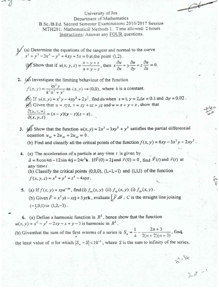 Mth201 Past Questions | PDF