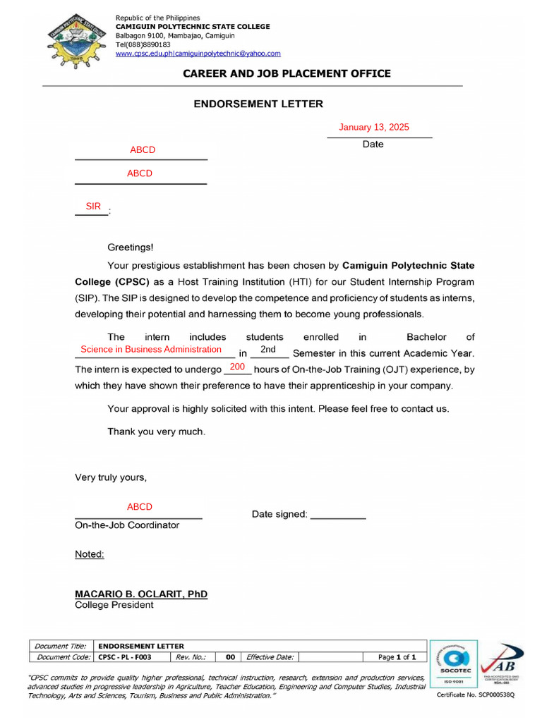 5-ENDORSEMENT-editable | PDF