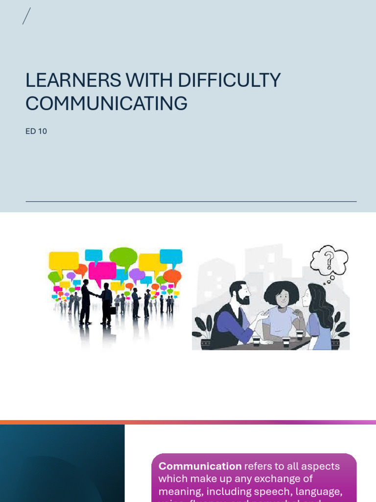 LEARNERS WITH DIFFICULTY COMMUNICATING | PDF | Speech | Autism