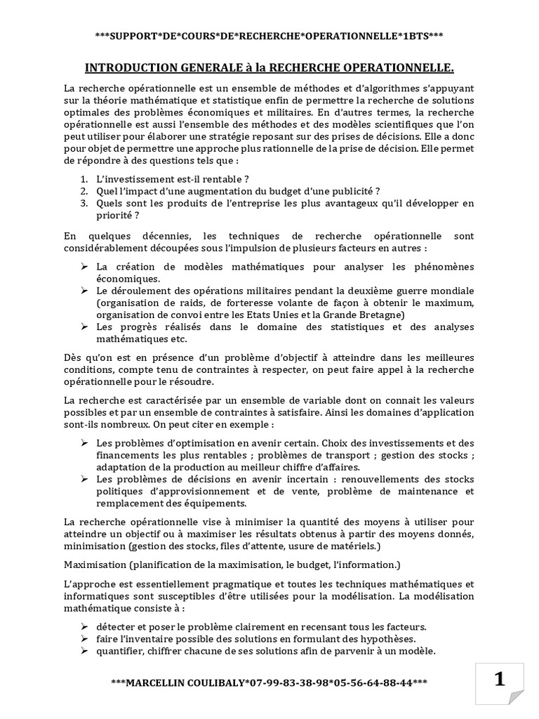 Introduction à la recherche opérationnelle | PDF | Recherche ...