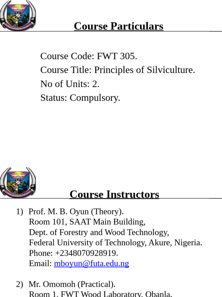 Fwt 305 Lecture Note 2024 | PDF | Photosynthesis | Soil