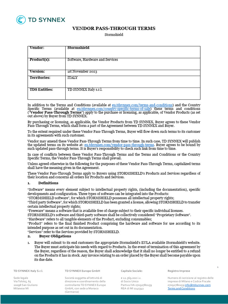 STORMSHIELD Pass Through Terms | PDF | License | Intellectual Property