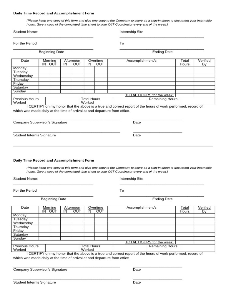 CE-OJT-Daily-Time-Record-and-Accomplishment-Form | PDF